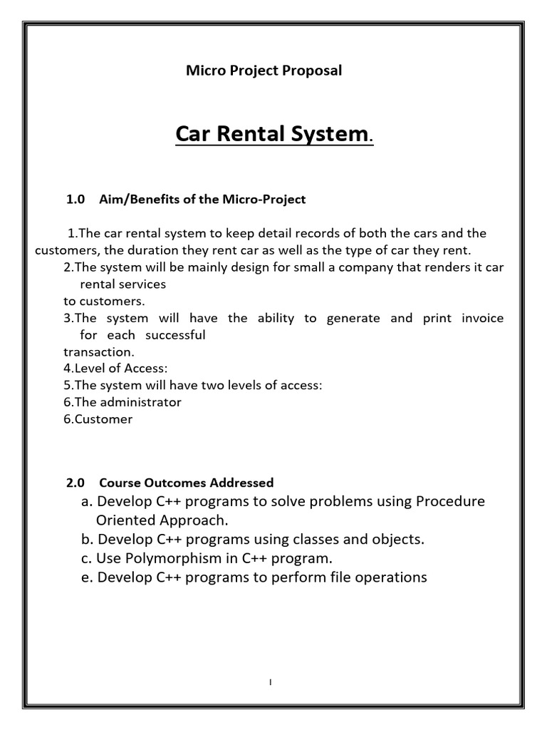 Oop Project Proposal 1 | PDF | C++ | Renting