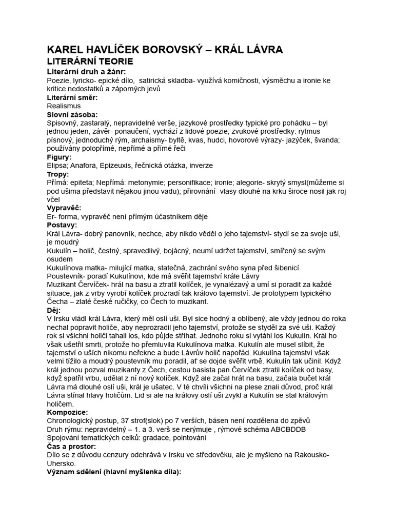 Král Lávra | PDF