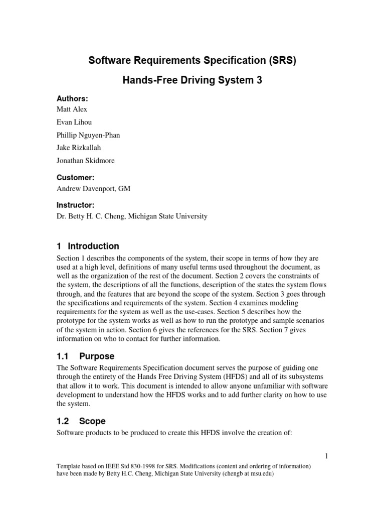 Srs Document v1 | PDF | Use Case | Lidar