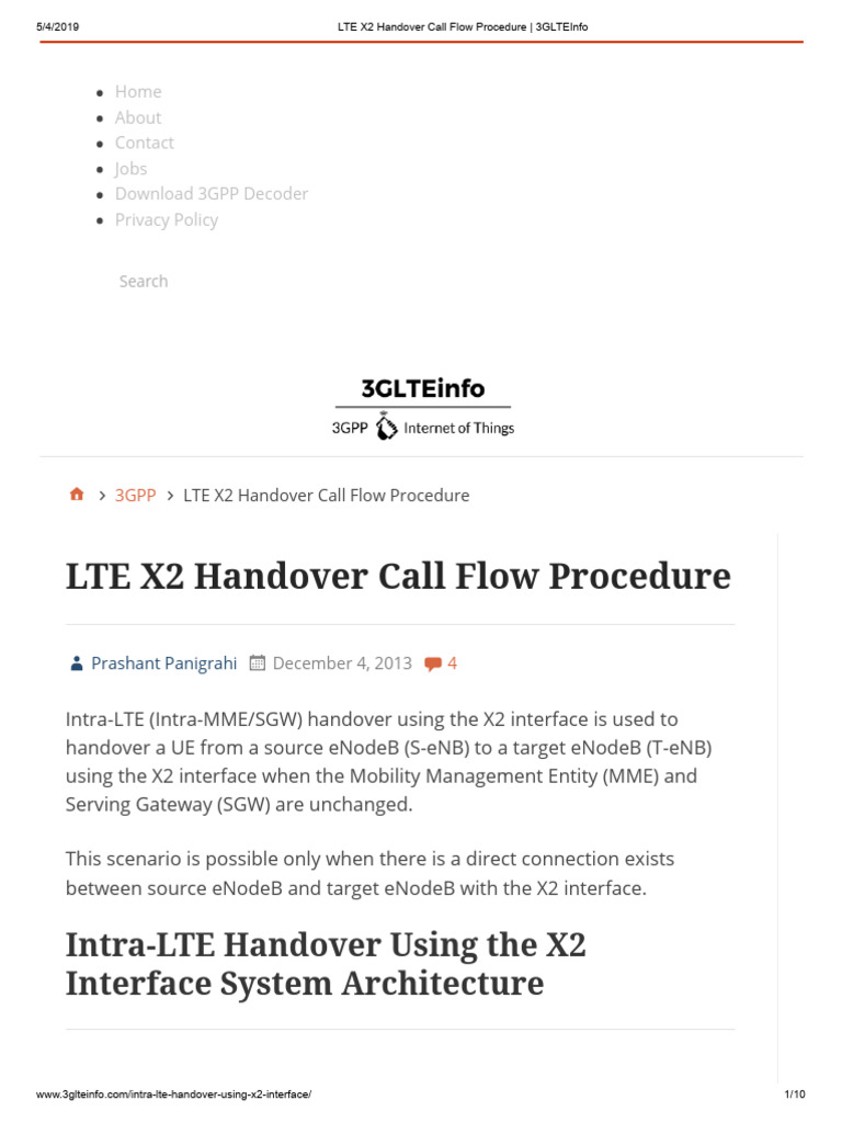 LTE X2 Handover Call Flow Procedure | PDF | Internet Protocols ...