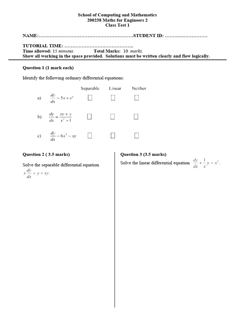 Class Test 1 | PDF | Teaching Methods & Materials