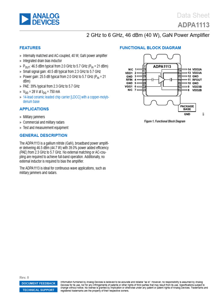 Adpa1113 3401807 | PDF | Electrostatic Discharge | Amplifier