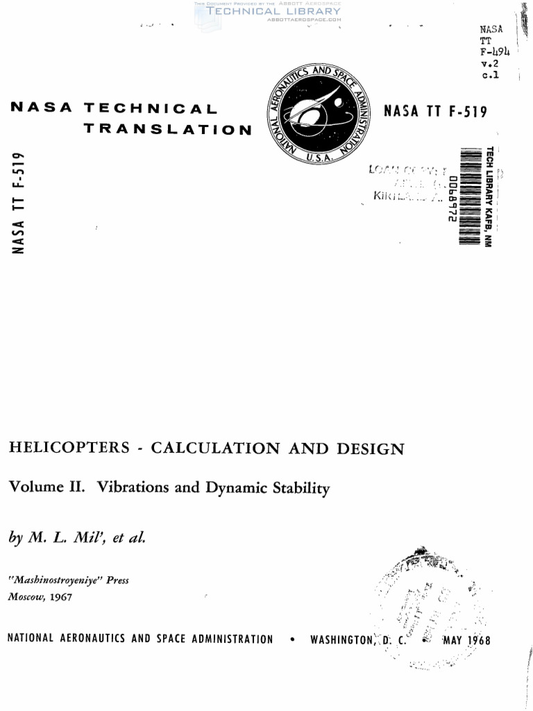 NASA-TT-F-519 Helicopters - Calculation and Design - Vol II Vibrations ...