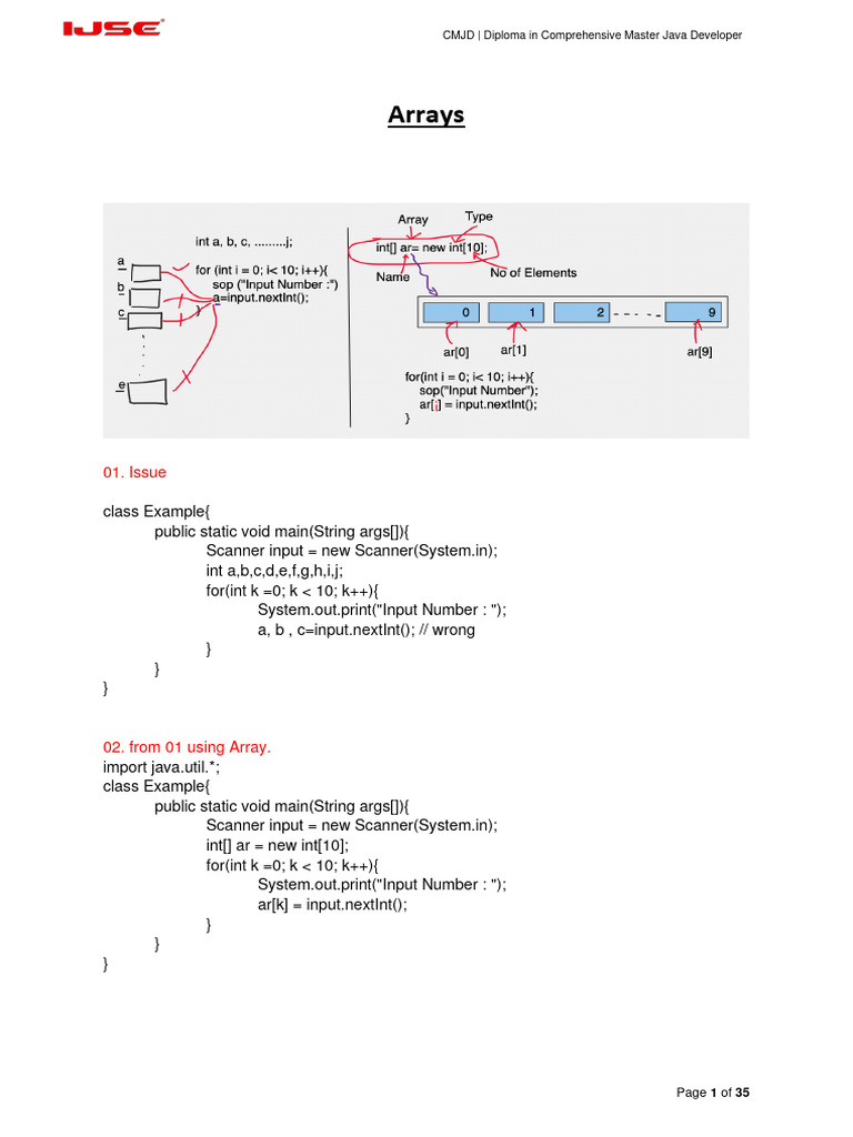 Class Note Prf Arrays Pdf Object Oriented Programming Control Flow