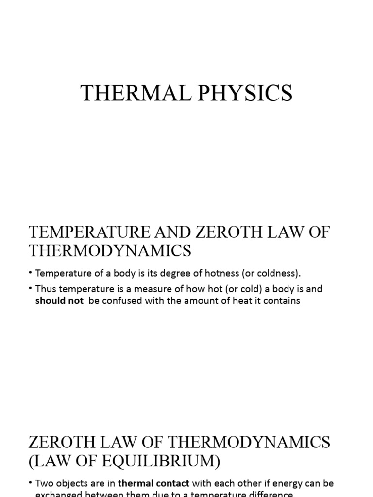 Thermal Physics | PDF | Temperature | Gases