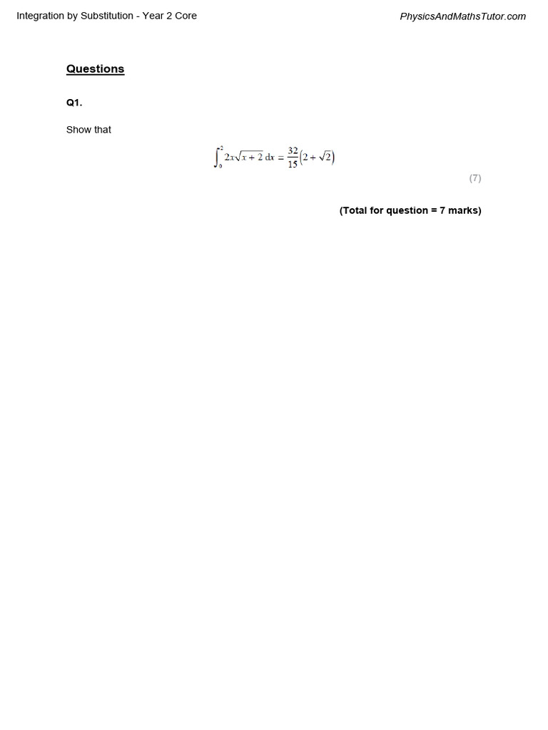 Integration by Substitution | PDF | Integral | Equations