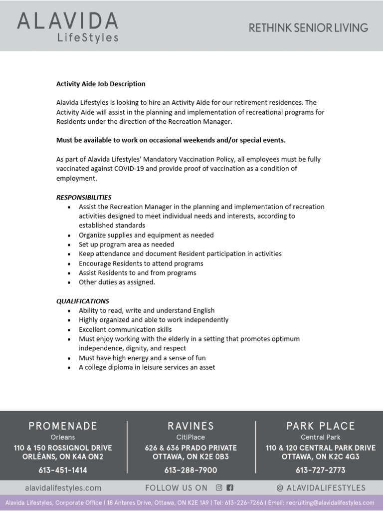 ALA Dietary Aide Job Description | PDF