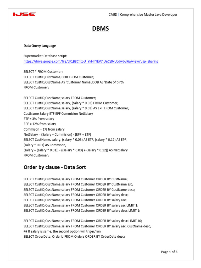 Java Developer Database Queries Guide | PDF | Databases | Data