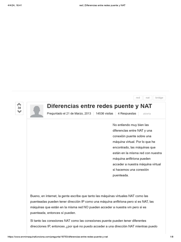 Red - Diferencias Entre Redes Puente y NAT | PDF | Dirección IP | Protocolos de internet