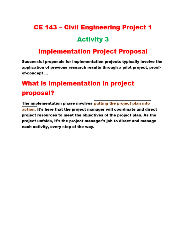 Implementation Project Proposal | Download Free PDF | Goal | Implementation