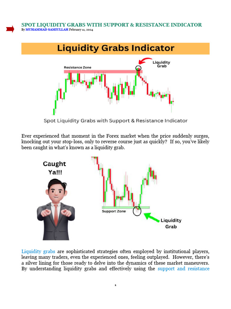 LIQUIDITY GRAB WITH SUPPORT & RESISTANCE INDICATOR | PDF | Market Trend ...