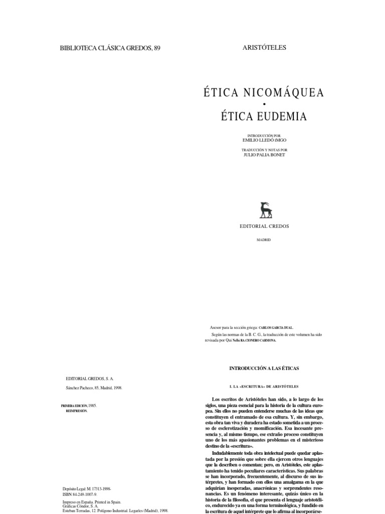 Aristóteles - Ética Nicomáquea | PDF | Felicidad | Aristóteles