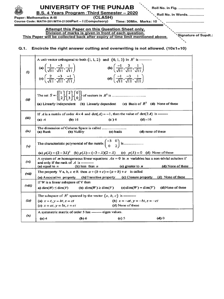 P2020 Math-201 | PDF