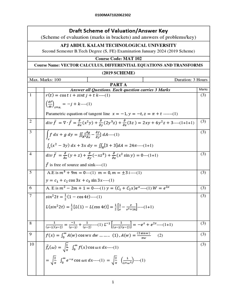 Mat102 Scheme 2024 Pdf Multivariable Calculus Applied Mathematics