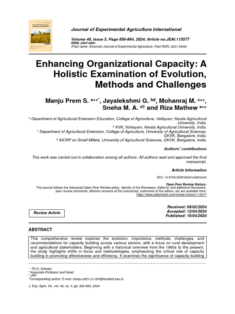 Enhancing Organizational Capacity: A Holistic Examination of Evolution ... Enhancing Organizational Capacity: A Holistic Examination of Evolution ...