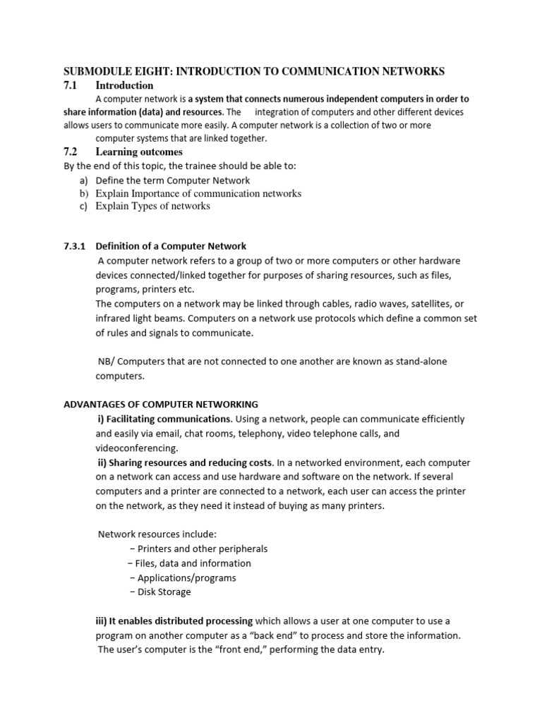 Submodule Introduction To Communication Networks | PDF | Network Topology | Computer Network