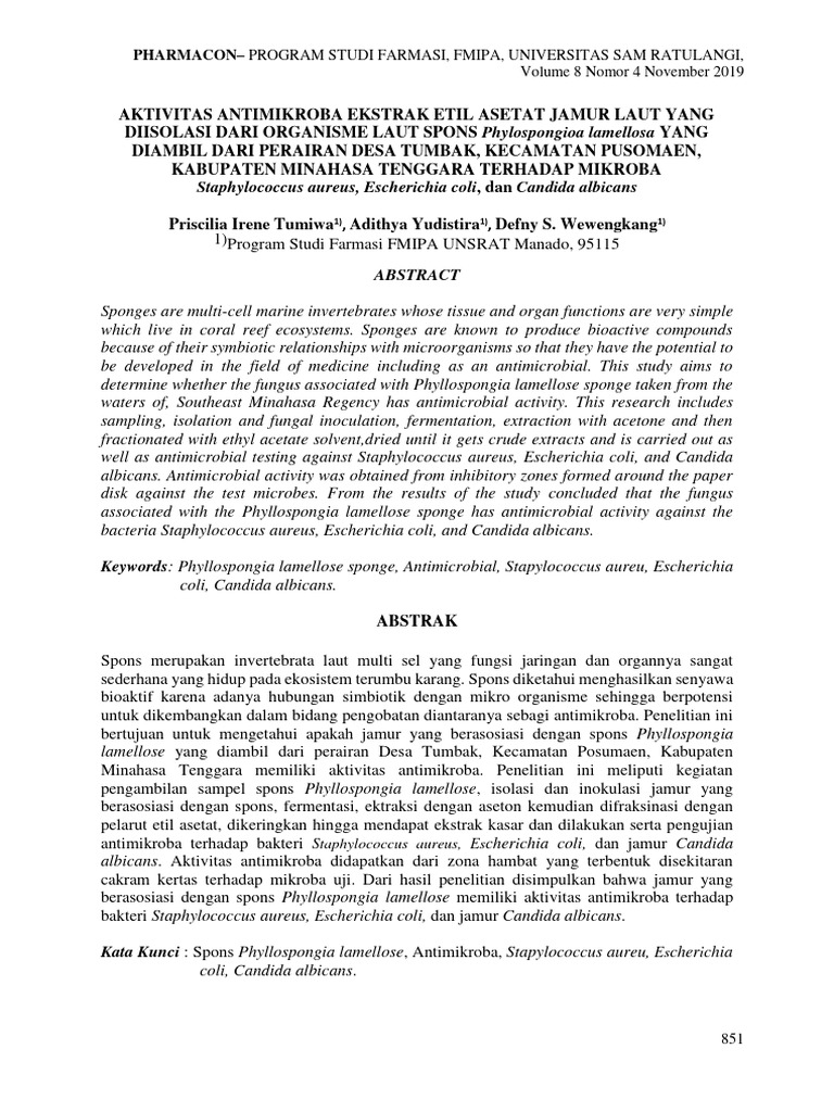 JM Pharmacon,+101.+Priscila+Tumiwa+ (851 859) | PDF | Antimicrobial | Organisms