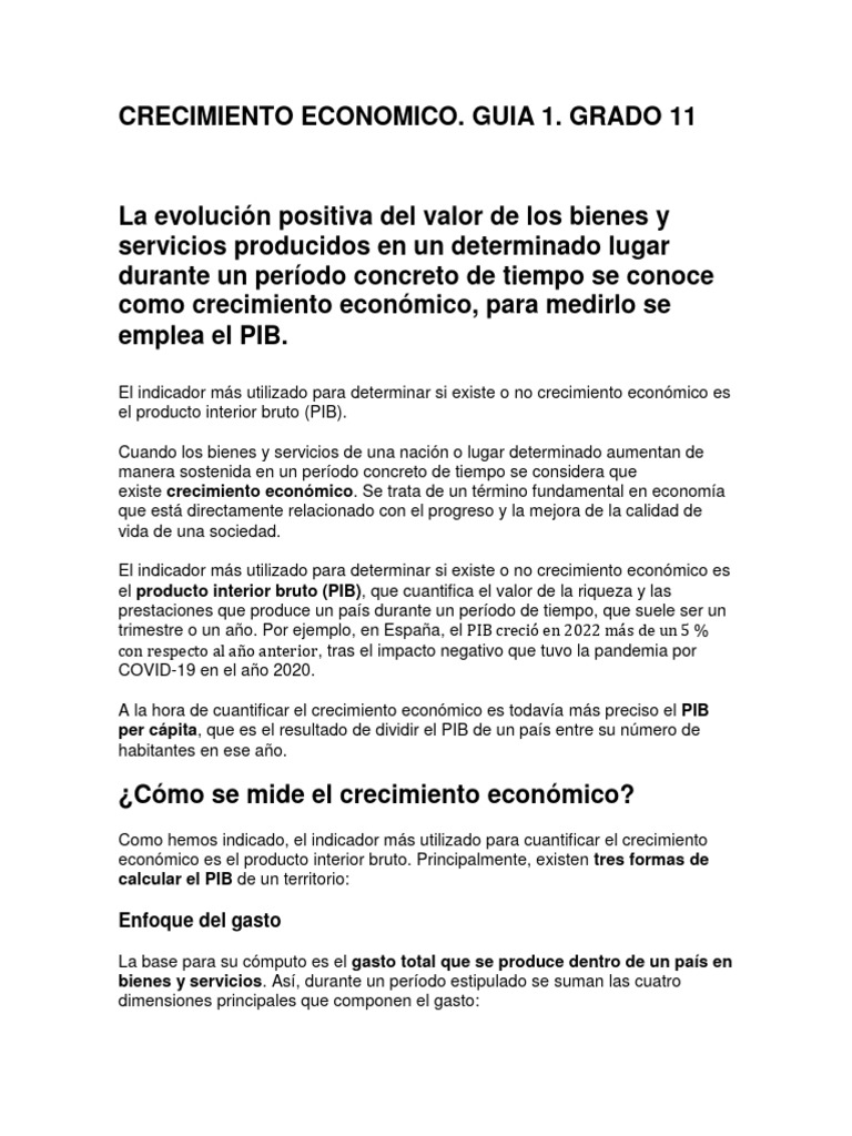 Crecimiento Económico. Final | PDF | Producto Interno Bruto | Crecimiento económico