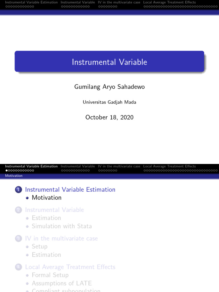 Instrumental Variable Estimation Guide | PDF | Endogeneity (Econometrics) | Regression Analysis