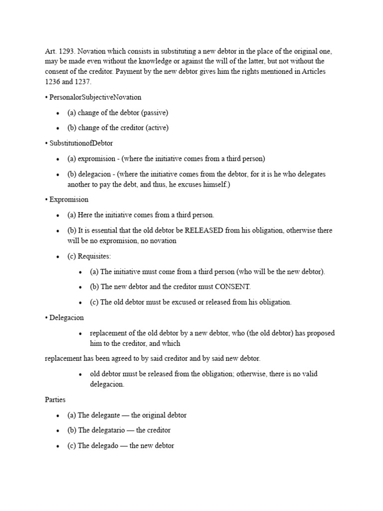 Art. 1293 | PDF | Debtor | Creditor