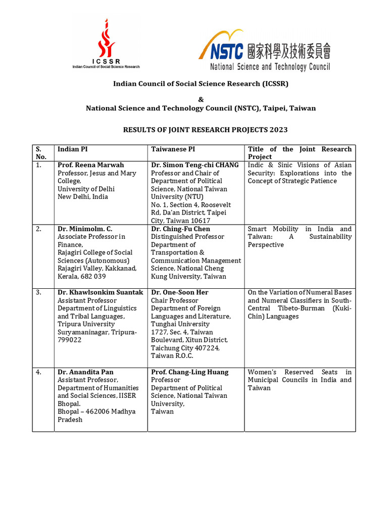2023 NSTC Result | PDF | Taiwan