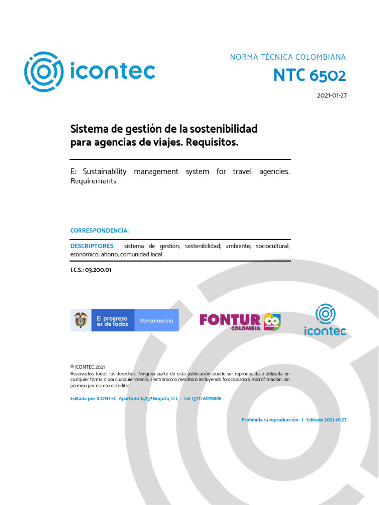 NTC 6502 2021 Sistema de Gestion de La Sostenibilidad para Las Agencias ...