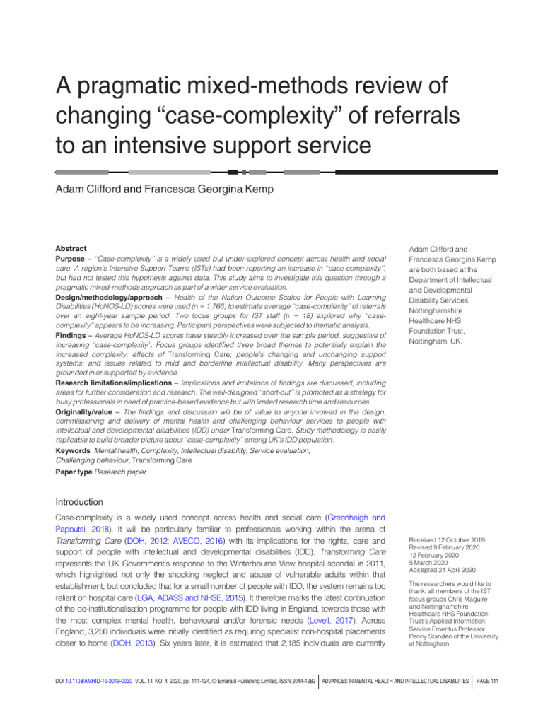 A Pragmatic Mixed-Methods Review of | PDF | Health Care | Mental Health