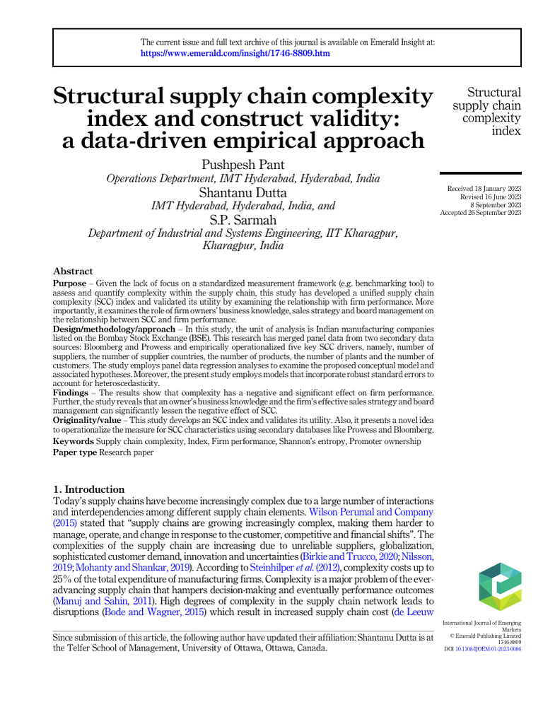 Structural Supply Chain Complexity | PDF | Supply Chain | Complexity