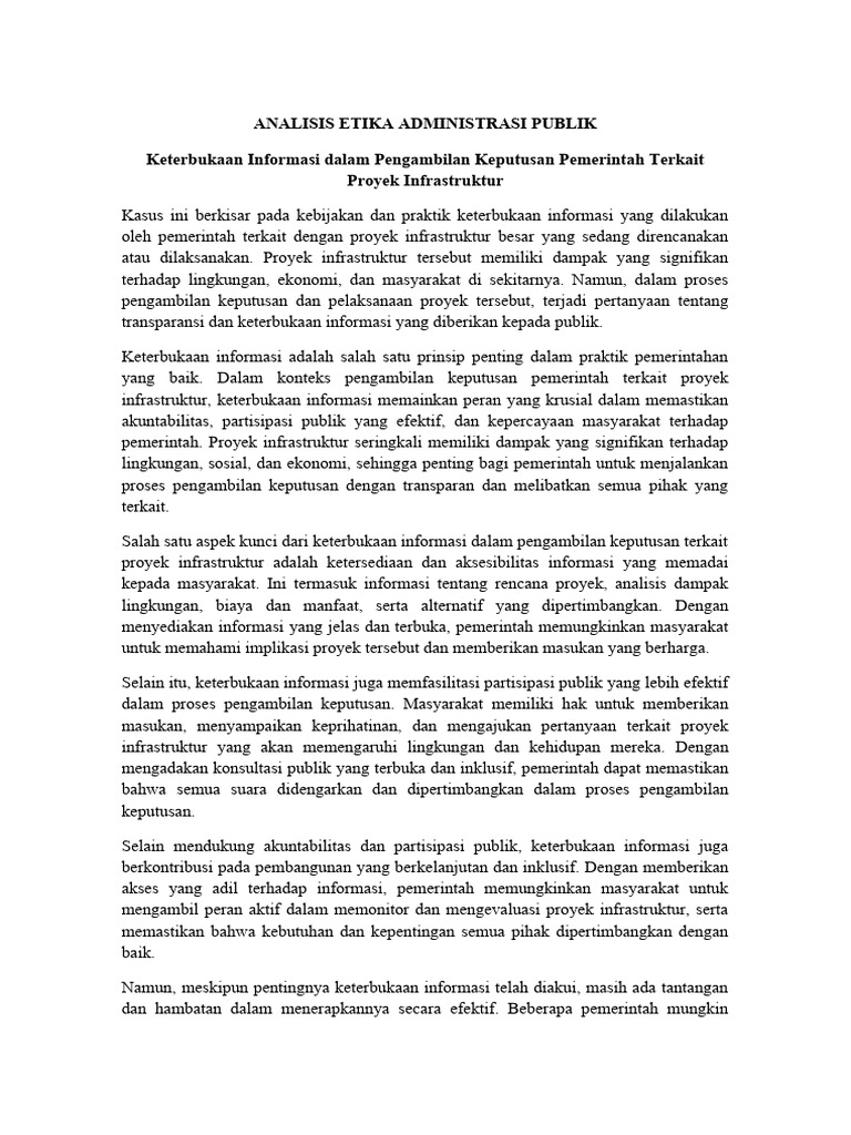 Analisis Etika Administrasi Publik | PDF
