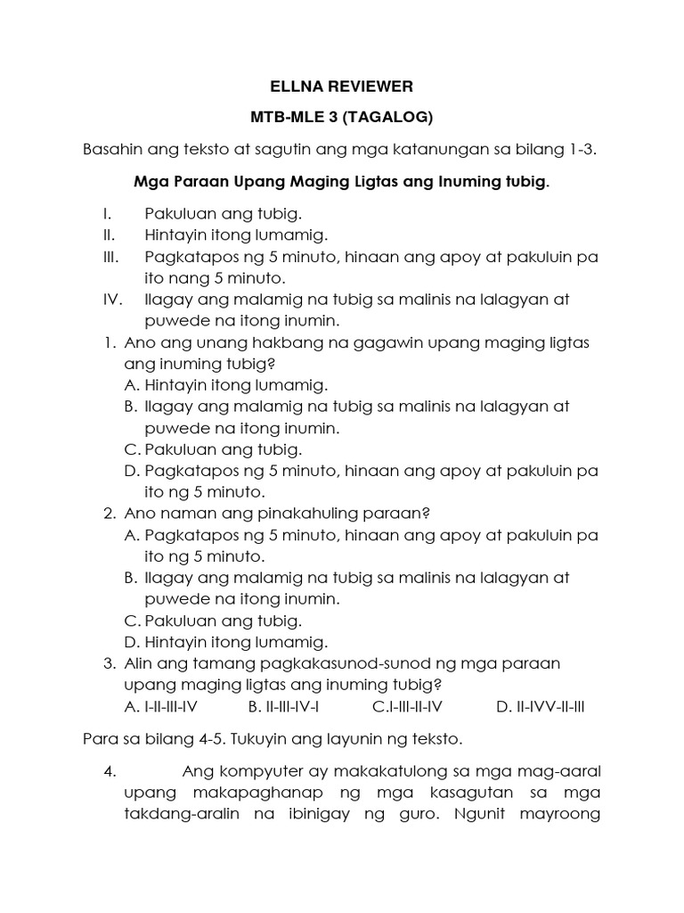 Ellna Reviewer MTB Mle | PDF