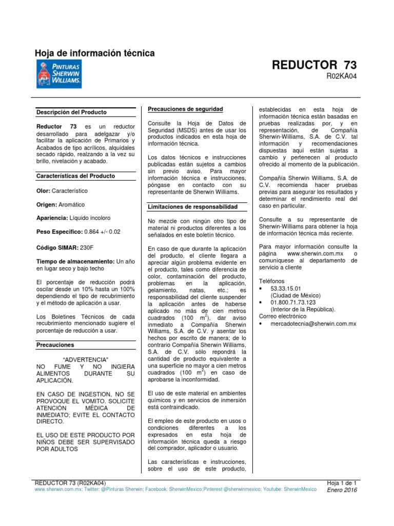 REDUCTOR 73 fICHA | PDF