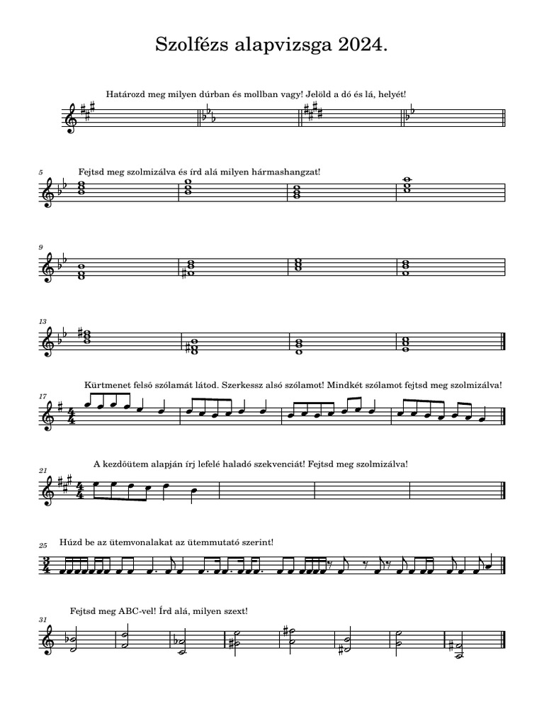 Szolfézs Alapvizsga 2024 | PDF