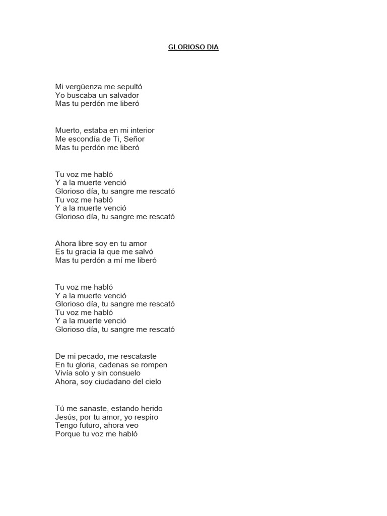 Glorioso Día: Letra y Mensaje de Salvación | PDF