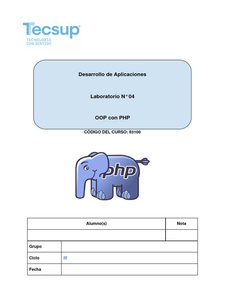Laboratorio 04 Oop Con Php Parte 1 Pdf Programación Orientada A Objetos Herencia
