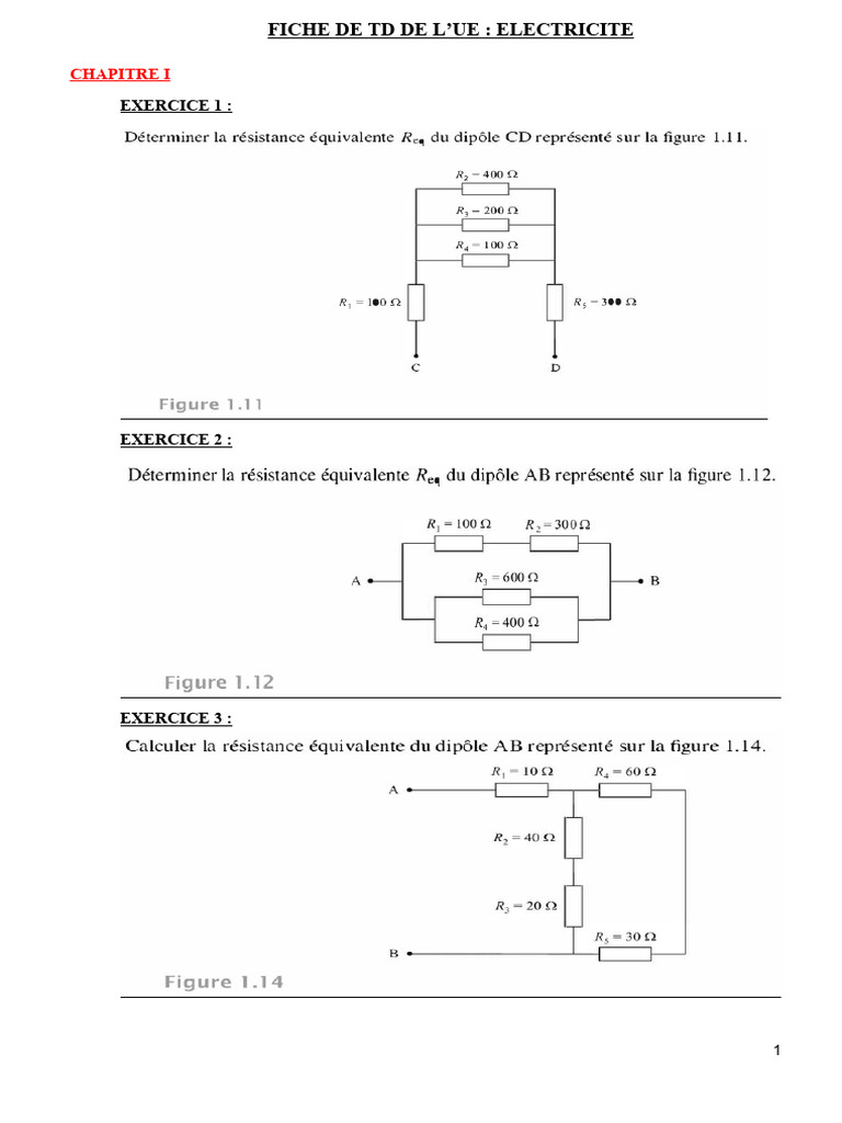 Fiche de TD - Ue Electricite | PDF