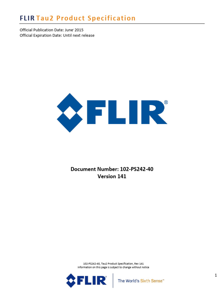 FLIR TAU2 Product Specification | PDF | Electromagnetic Compatibility ...