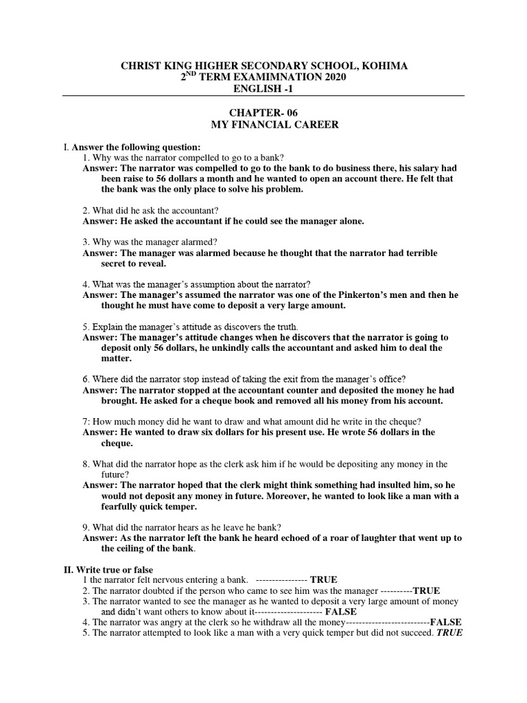 Class 6 English I 2nd Term 2020 Pdf Sita