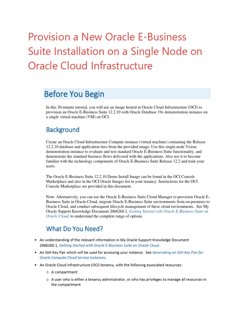 Provision A New Oracle E-Business Suite Installation On A Single Node On Oracle Cloud ...