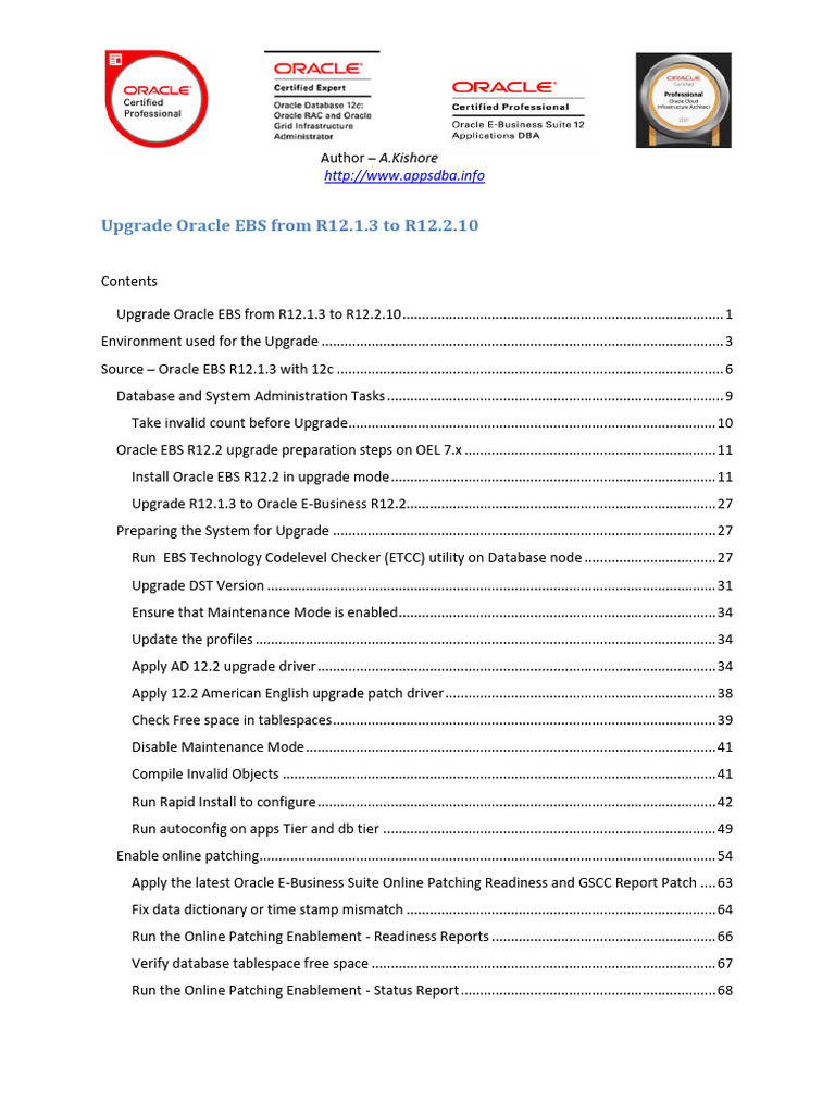 Upgrade Oracle EBS R12.1.3 to R12.2.10 | PDF | Sql | Databases