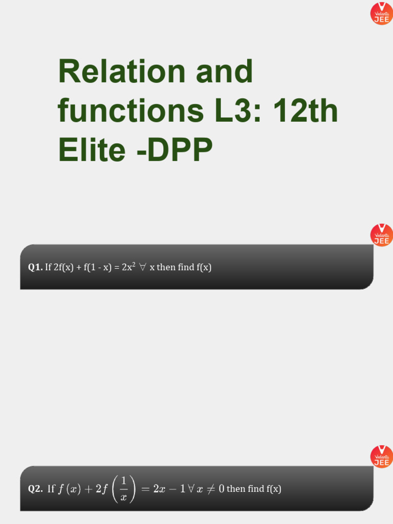 Relations+and+functions+L3+DPP+ +12th+elite+ | PDF | Applied Mathematics | Numerical Analysis