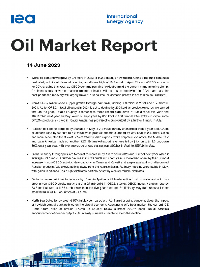 Oil Market Report (июнь 2023) IEA | PDF | Opec | Petroleum