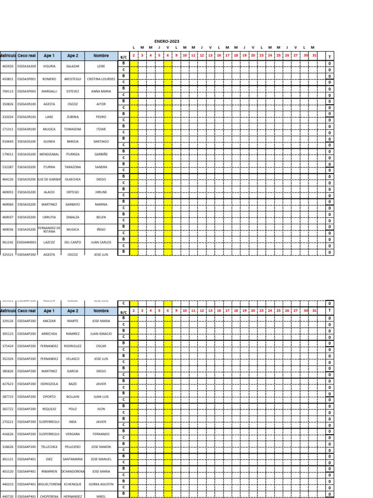 Registos Comedor Elena - 2023 | PDF