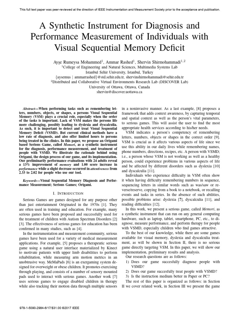 18 - A Synthetic Instrument For Diagnosis and Performance Measurement of Individuals With Visual ...