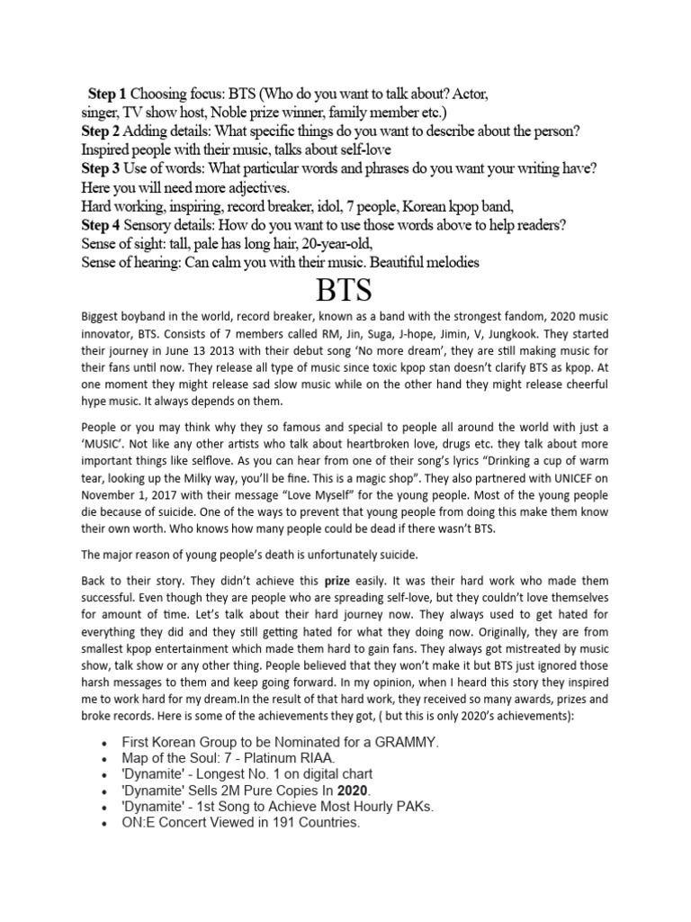 Descriptive Writing Eng2 | PDF | Popular Music | Pop Music