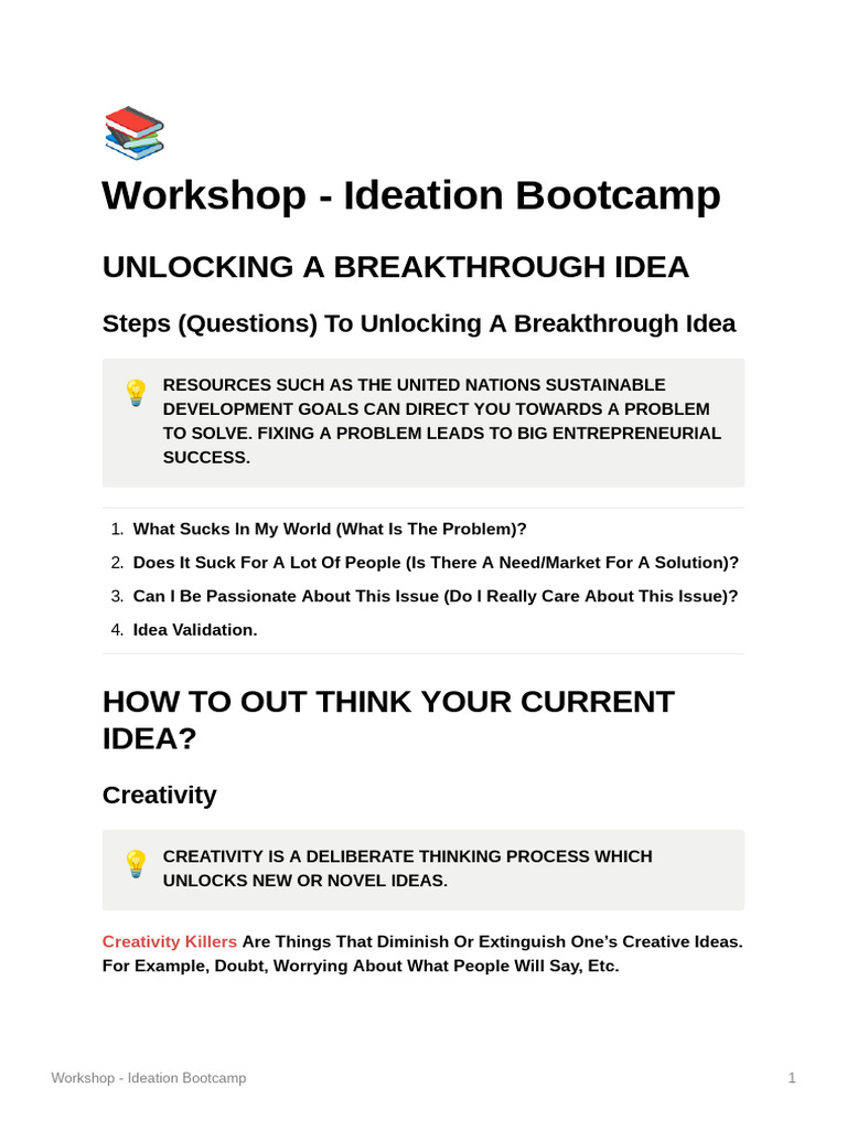 Ideation Bootcamp: Unlocking Ideas | PDF | Creativity | Brand