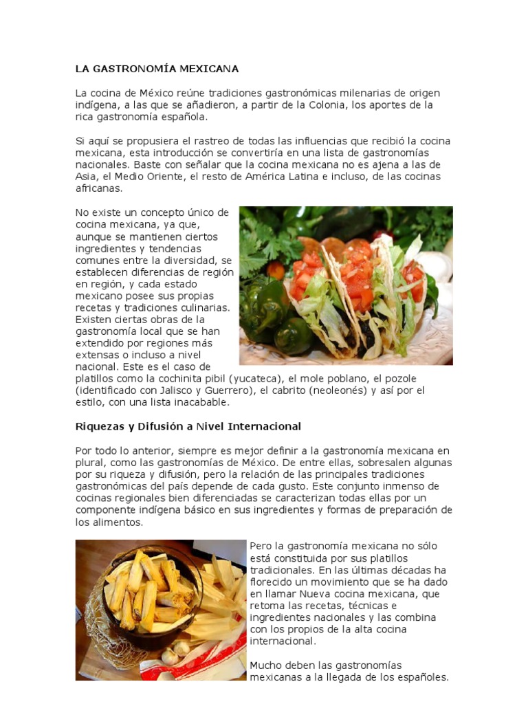 La Gastronomía Mexicana | PDF | Cocina mexicana | Gastronomía