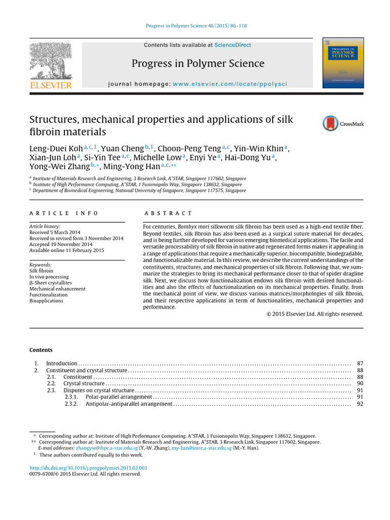 Progress in Polymer Science | PDF | Amino Acid | Silk