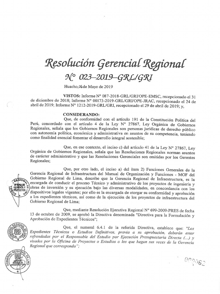 R.G.G.R. N°023-2019-Grl-Gri | PDF