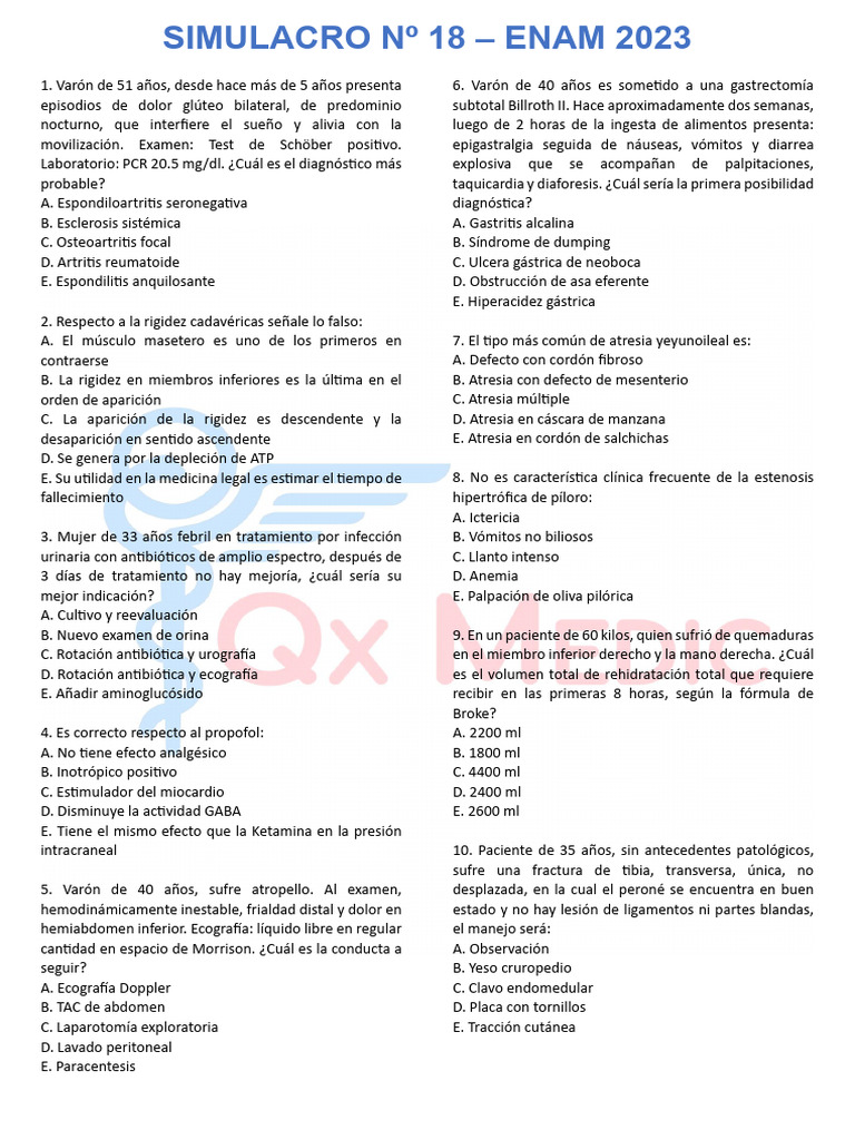 Simulacro #18 - Enam 2023 - Sin Claves | PDF | El embarazo | Parto