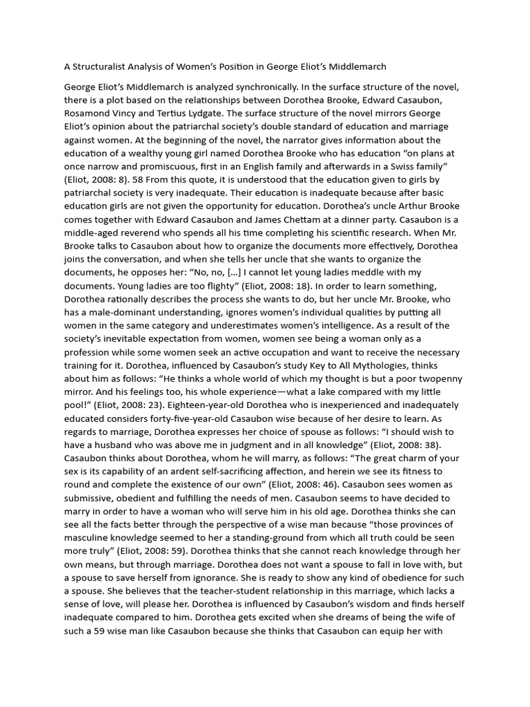 A Structuralist Analysis of Women | PDF | Middlemarch